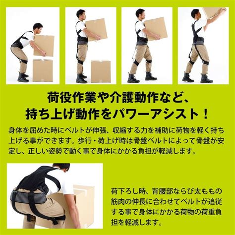 全身アシストパワースーツ アシストスーツ 男女兼用 ブラックサポーター 力仕事 農作業 介護 腰痛 サポート 骨盤 ベルト 現場作業 作業補助