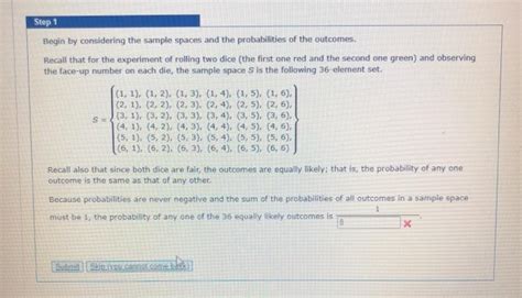 solved step 1 begin by considering the sample spaces and the