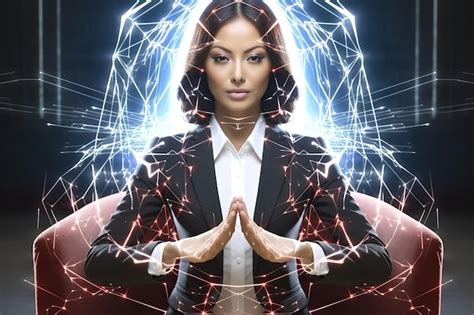 Premium Photo Beautiful Asian Businesswoman Working With Virtual Hologram
