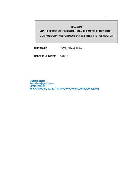 Mac3702 Assignment 1 Semester 1 Of 2023 Expected Answers