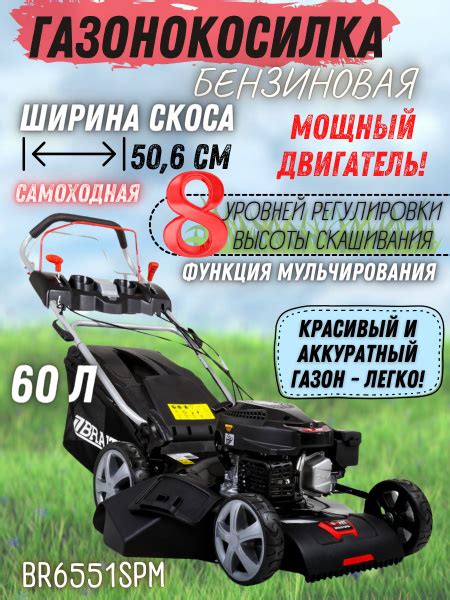 Газонокосилка бензиновая Brait BR6551SPM (2.8 кВт, травосборник 60 л ...
