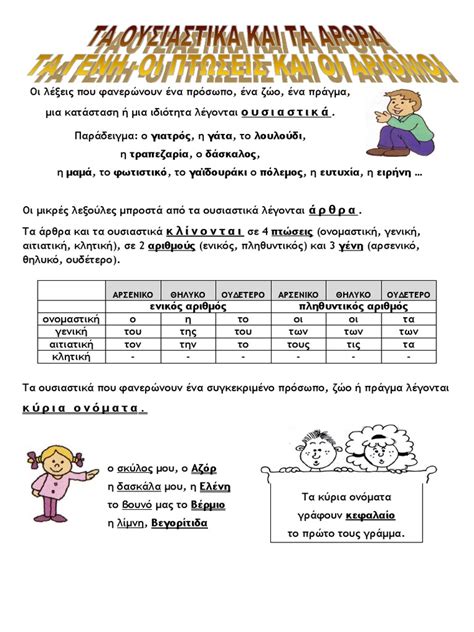 ΤΑ ΟΥΣΙΑΣΤΙΚΑ ΚΑΙ ΤΑ ΑΡΘΡΑ ΤΑ ΚΥΡΙΑ ΟΝΟΜΑΤΑ Pdf