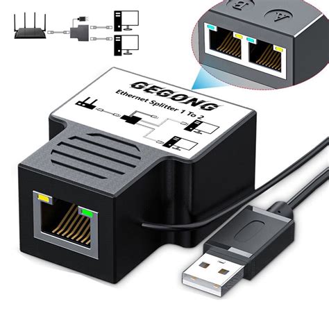 Gegong Ethernet Extension Cord Cable 1 Male To 2 Female Port Transfer