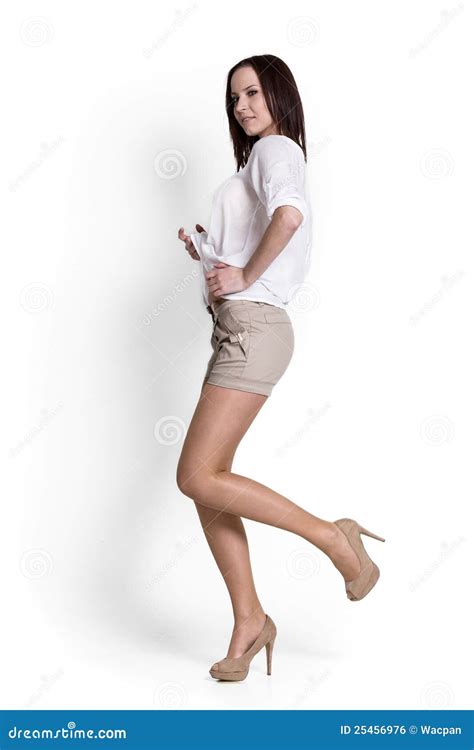 Mooie Vrouw In Witte Blouse Stock Foto Image Of Eigentijds