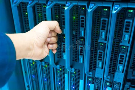 Man Fix Server Network In Data Center Room Stock Photo Image Of Screen System 69647832