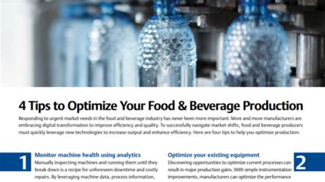 Tips For Optimizing Food And Beverage Production