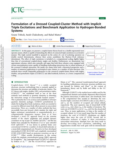Pdf Formulation Of A Dressed Coupled Cluster Method With Implicit Triple Excitations And