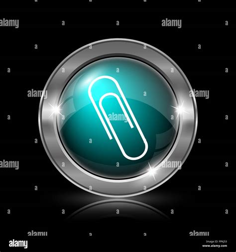 Paperclip Icon Metallic Internet Button On Black Background Stock