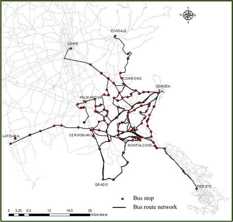 Map Of Extra Urban Bus Network And Stops Download Scientific Diagram