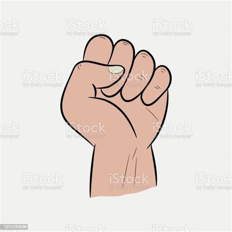 주먹을 들어 올렸다 압축 된 손이 위쪽을 가리킵니다 타격 항의 벡터 용기 개념에 대한 스톡 벡터 아트 및 기타 이미지 용기