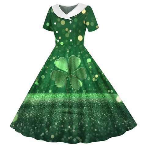 Cowsor Girls St Patricks Day Printed Skater Dress Short Sleeve A