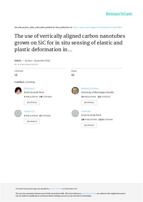 Pdf The Use Of Vertically Aligned Carbon Nanotubes Grown On Sic For