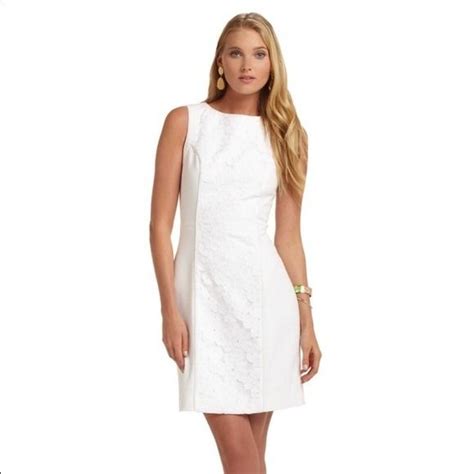 Lilly Pulitzer Idola Linen Blend Front Lace White Sheath Designer