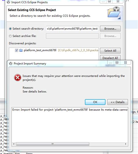 CCS TMDSEVM6678 Report In Loading A Project Code Composer Studio