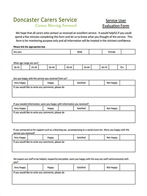 FREE 13 Sample Service Evaluation Forms In MS Word PDF