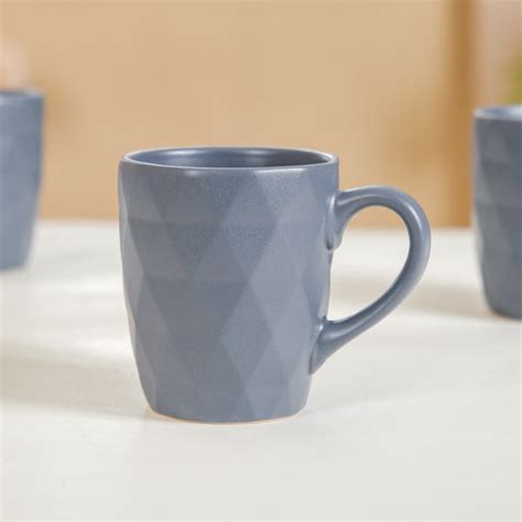 Set Of 6 Textured Coffee Mugs Grey 220ml Online Premium Coffee Mug