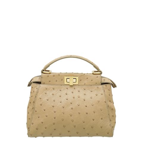 Fendi Beige Ostrich Mini Peekaboo Bag The Closet