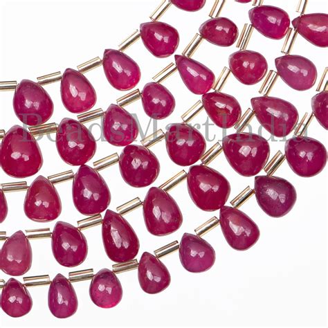 Precious Ruby Smooth Drops Beads High Quality Ruby Plain Drop Etsy