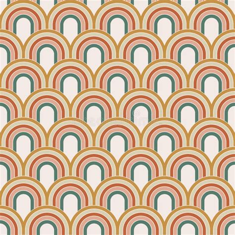 70 S Seamless Pattern Retro Colorful Arc Geometric Seamless Background In Seventies Style