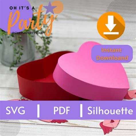 Heart Box Template Box With Lid Template Favor Box T Box Template
