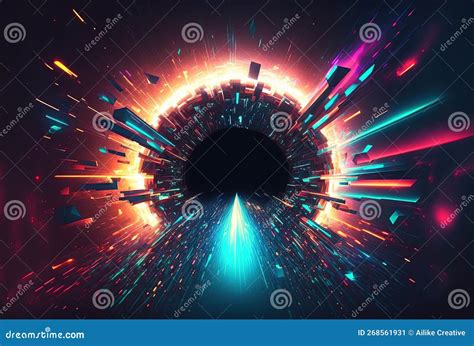 Futuristic Tunnel Tech Background With Neon Light Stock Illustration Illustration Of Computer