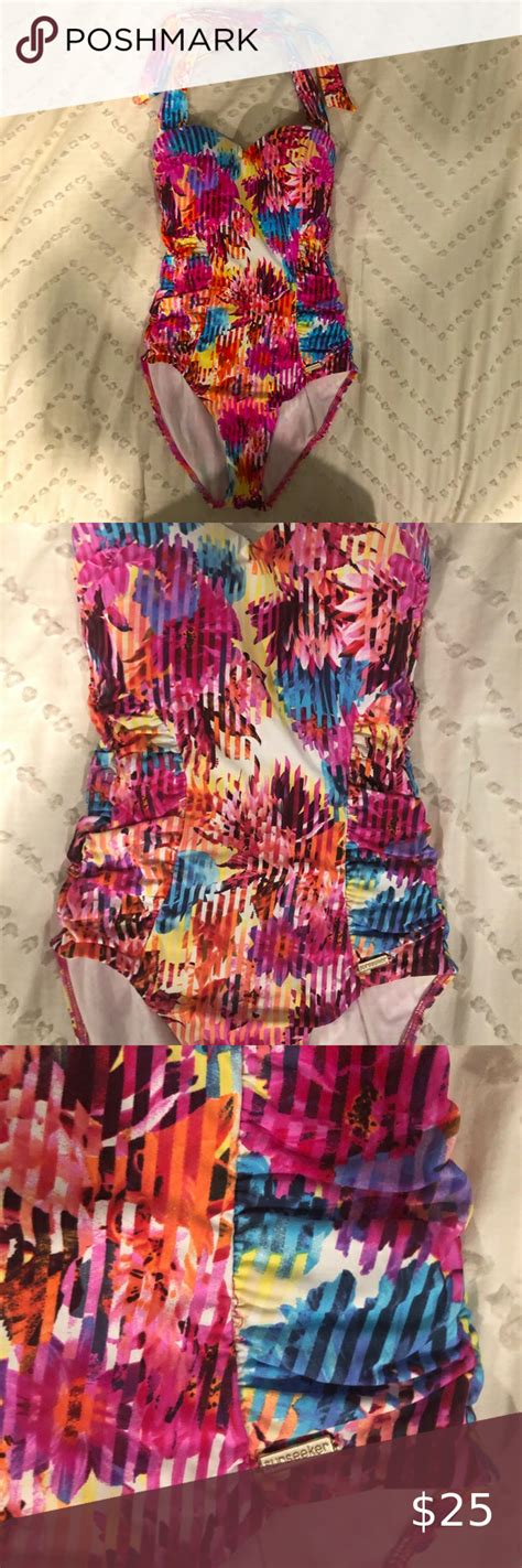 Sunseeker Pink Floral One Piece Halter Swimsuit Swimsuits Bikinis