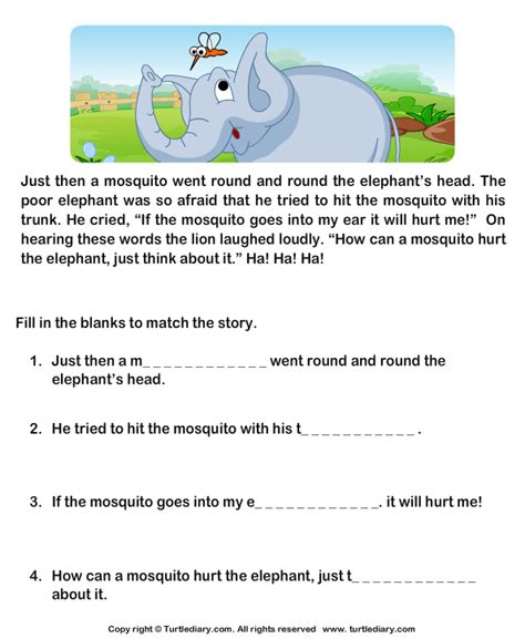 Fill In The Blanks From Comprehension King And Farmer Turtle Diary