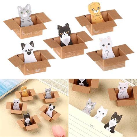 Notas Adhesivas De Gatito En Caja Bloc De Notas Autoadhesivo De Gato