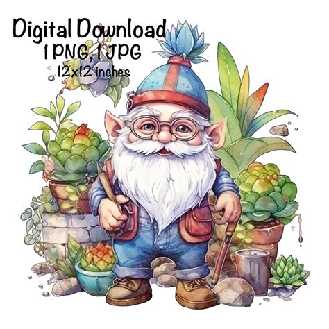 Cute Happy Gnome Succulents Plants Garden Gnome PNG Clipart Gardening