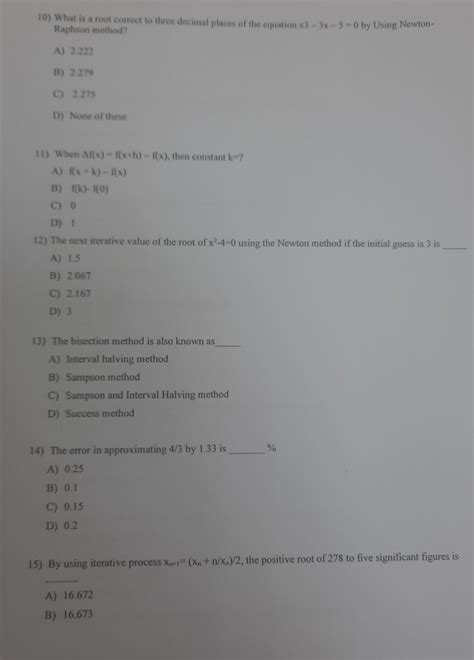 Solved 10 What Is A Root Correct To Three Decimal Places Of Chegg Com