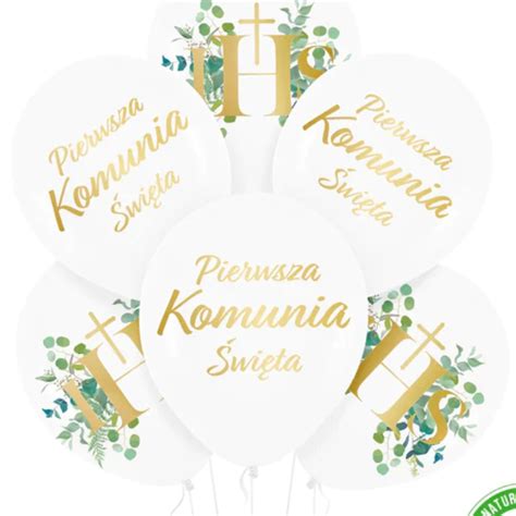 ZESTAW BALONÓW BIAŁE ZIELONE EUKALIPTUS DUŻE BALONY komunia komunijne 6