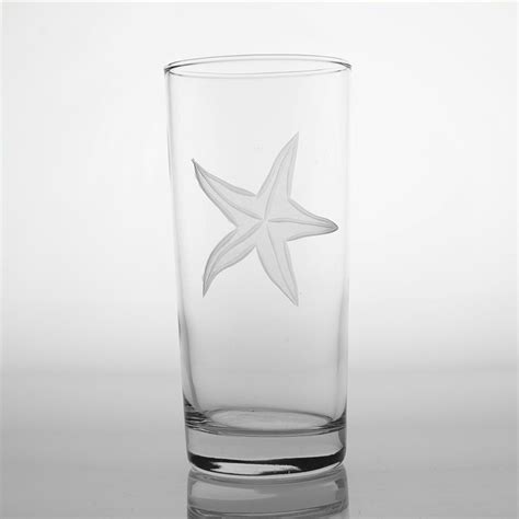 Coastal Etched Highball Cooler Glass Mixed Drinks Water Cocktail Party