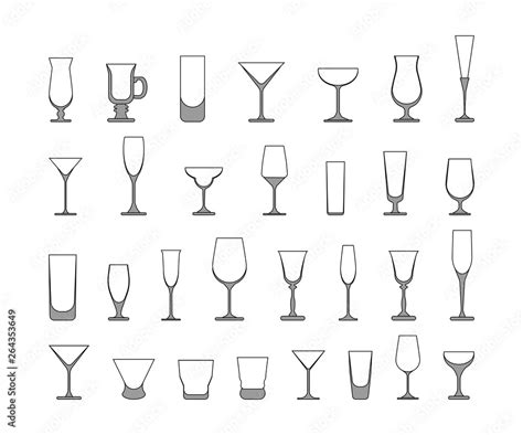 Set Of Wine Glasses Vector Illustration Isolated On White Background