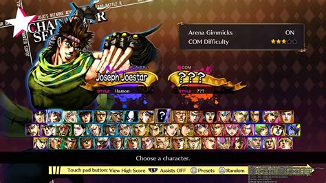 Jojos Bizarre Adventure All Star Battle R รายชื่อตัวละคร