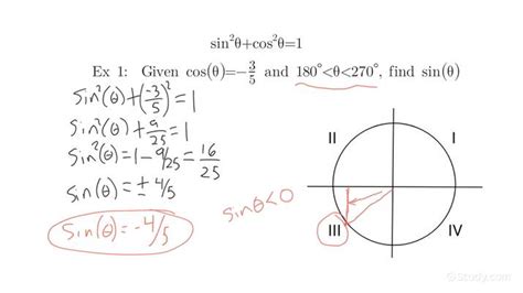 Using The Pythagorean Identity To Solve For Angles Algebra Study
