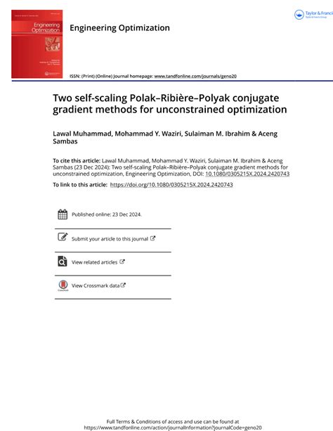 Pdf Two Self Scaling Polakribièrepolyak Conjugate Gradientmethods