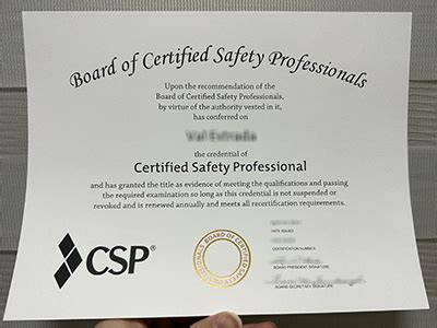 Buy A Fake Certified Safety Professional Cetificate Order CSP Certificate