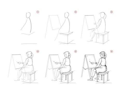 How Draw Step Wise Imaginary Portrait Beautiful Sitting Girl Creation Stock Vector By