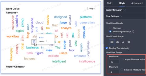 Word Cloud Chart Quick BI Alibaba Cloud Documentation Center