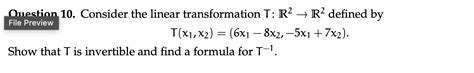 Solved Ouestion Consider The Linear Transformation Chegg