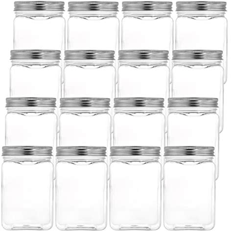 Bekith Lot de 16 bocaux en plastique transparent avec couvercles à