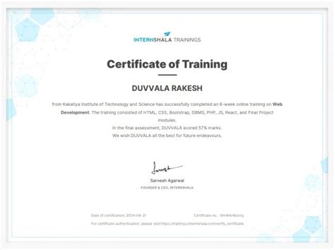 Rakesh Duvvala On Linkedin Webdevelopment Internshala