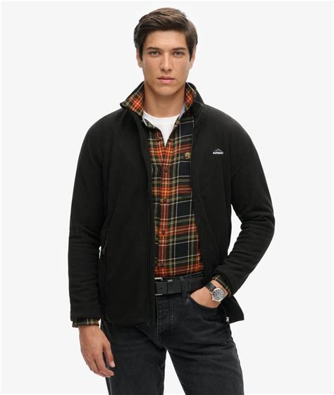 Mens Polar Fleece Full Zip In Black Superdry Uk