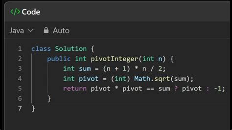 2485 find the pivot integer math trick youtube
