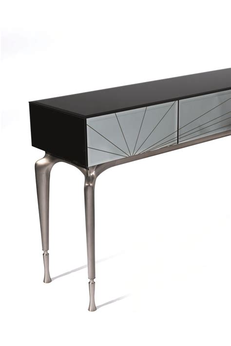 Alba Mirrored Glass Console Table With Drawers By Visionnaire Design