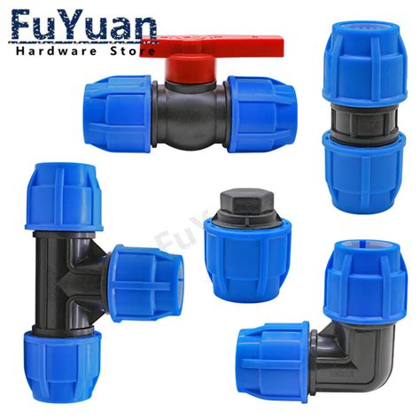 Pe 커넥터 파이프 피팅 20mm 25mm 32mm 워터 튜브 직접 12 34 1 스레드 빠른 연결 라이브 조인트 1