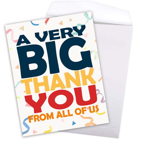 A Big Thank You Greeting Cards With Envelopes 85 X 11 Jumbo Size