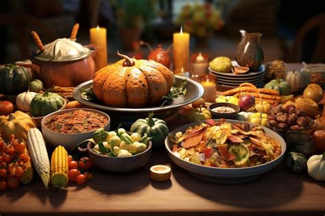 Premium Ai Image Harvest Feast Illustration Featuring A Diverse Sel