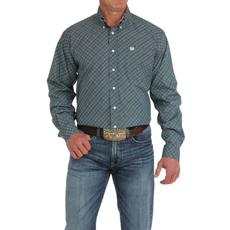 Cinch Mens Geometric Print Blue Shirt