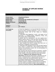 Psyc Tutorial Docx Psychology Tutorial Exercise